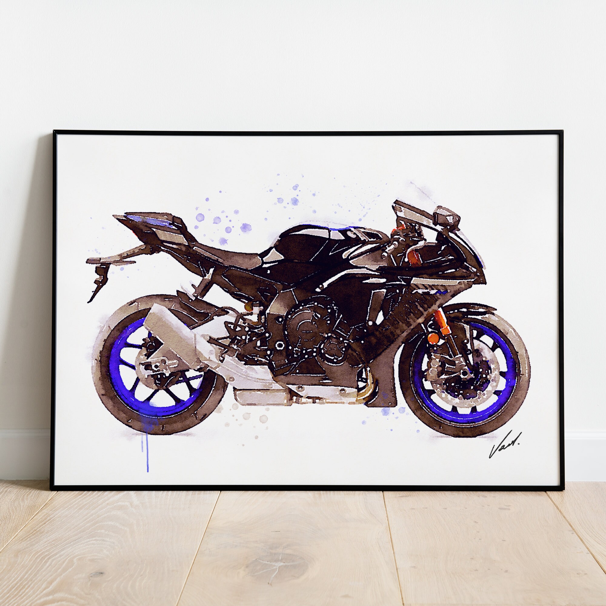 DIGITAL DOWNLOAD Watercolor Yamaha R1M Motorcycle Giclee Art - Etsy