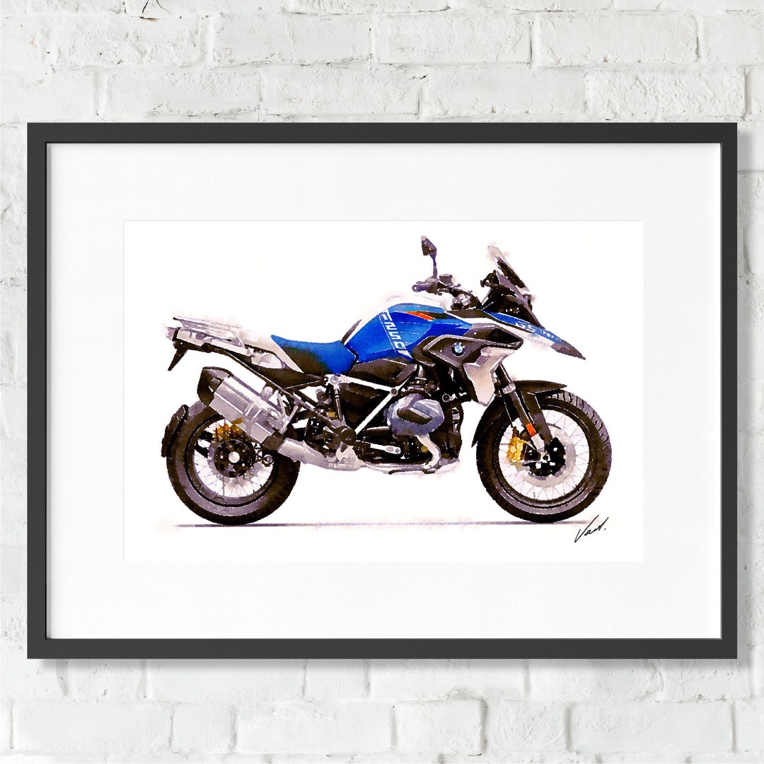 Watercolor BMW R1250GS Trophy Motorcycle, Art Print Poster, Awesome ...