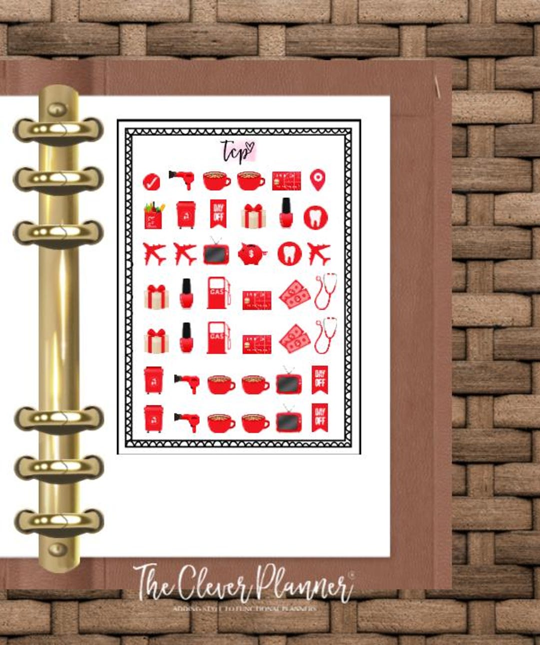 Red Planner Stickers for Your PM, MM, GM Agenda, Personal Planners, A5 ...