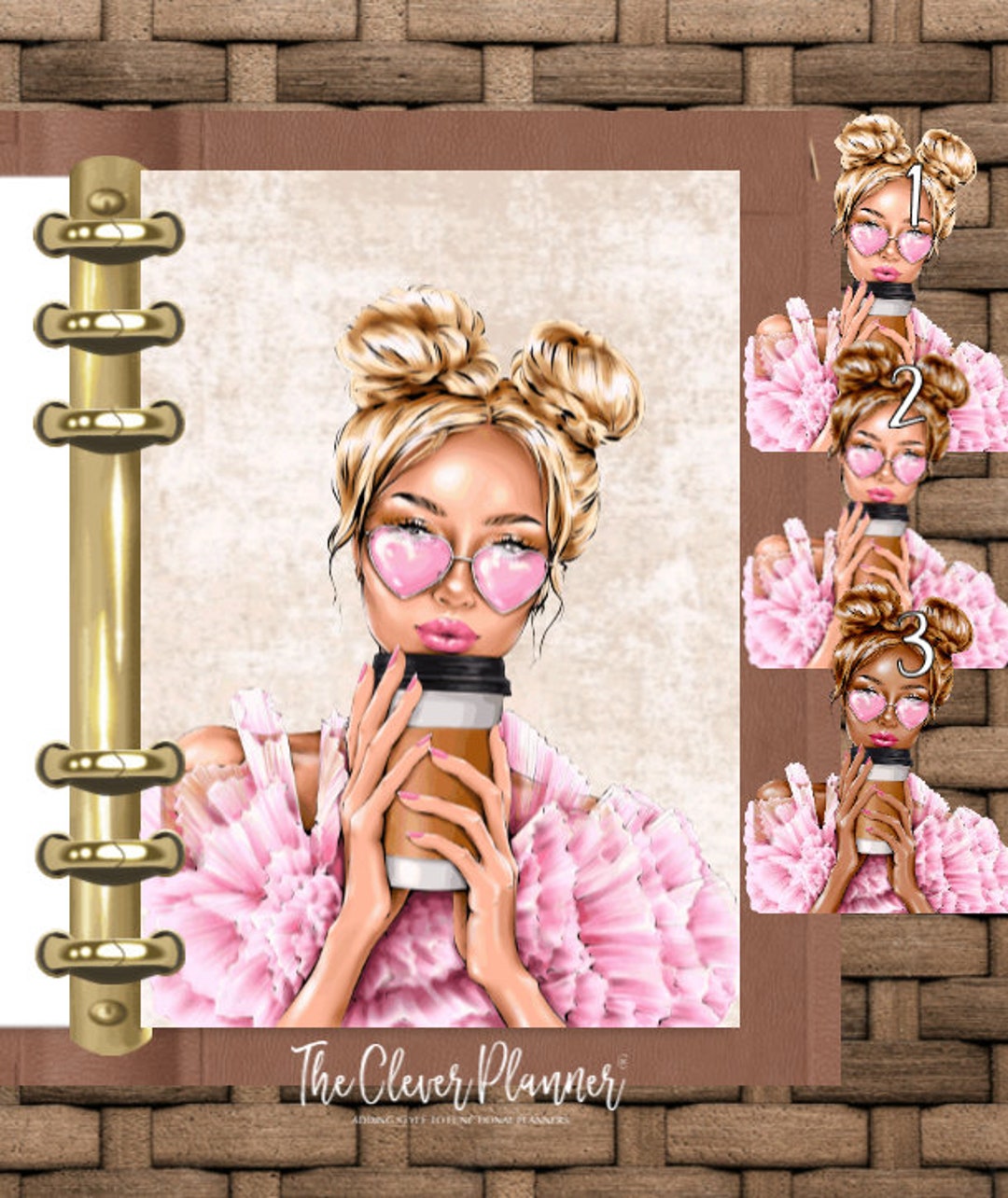 Pink Coffee Girl Planner Dashboard for Your Pm Mm Gm Agendas, Personal ...