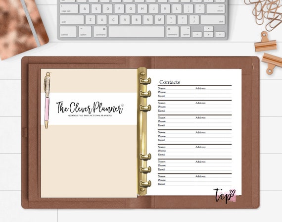 PRINTED Contacts Address Planner Inserts for Your Pm Mm Gm | Etsy