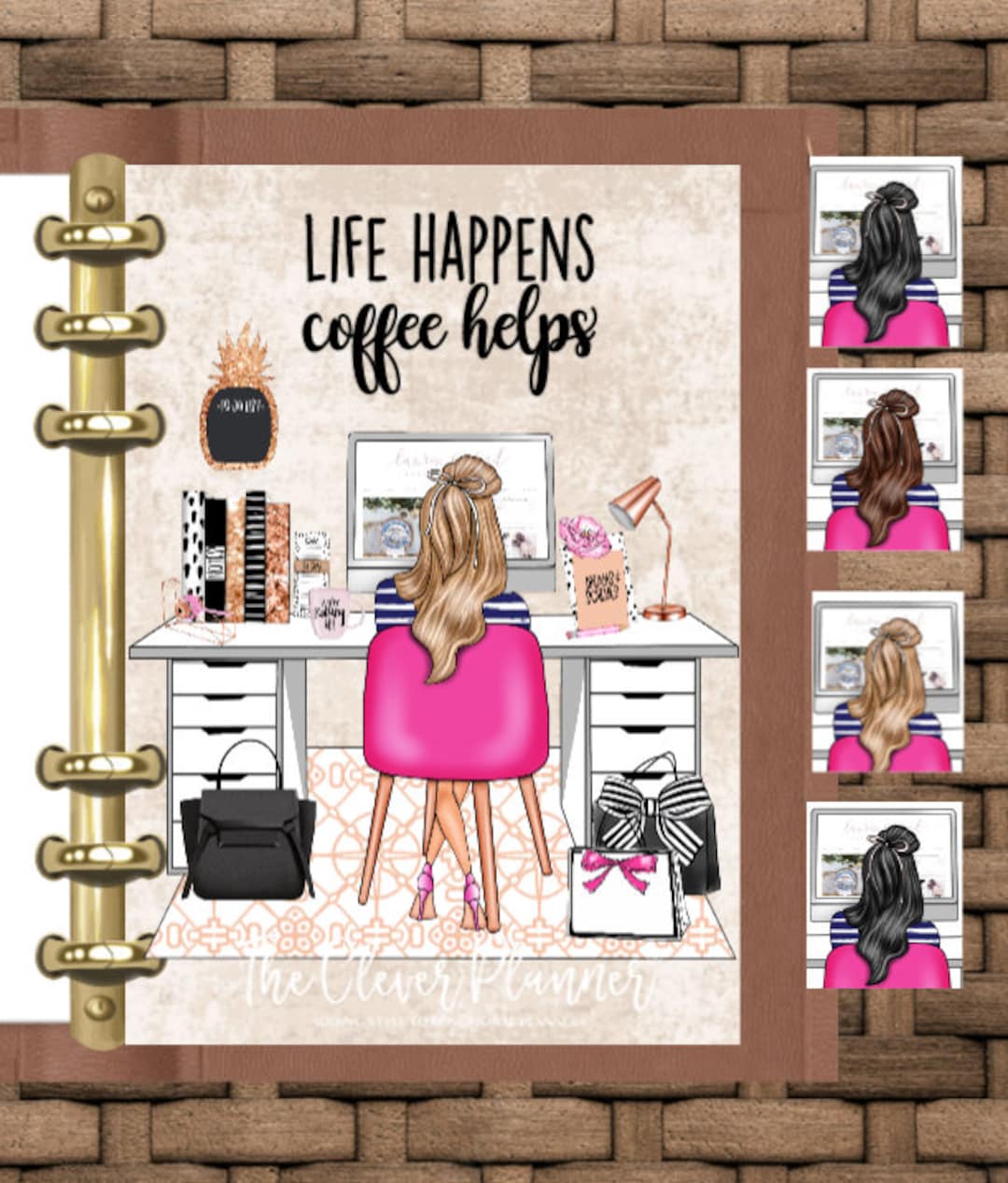 Pretty Pink Office Planner Dashboard for Your Pm Mm Gm Agendas ...