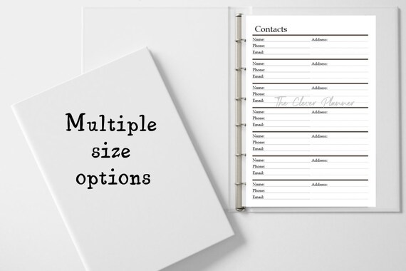 PRINTED Contacts Address planner Inserts for your pm mm gm | Etsy
