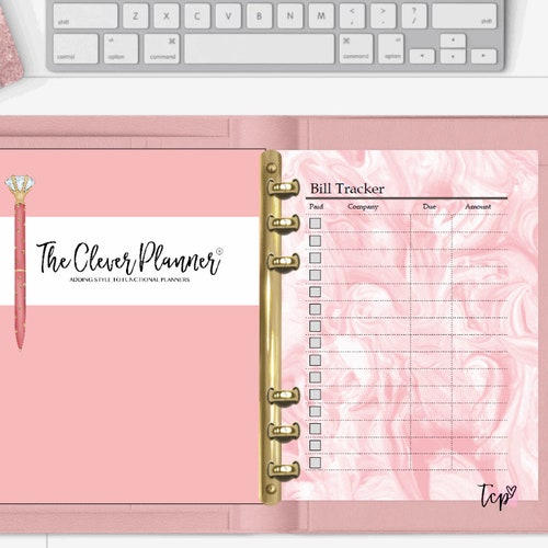 PRINTED Bill Tracker Planner Insert Refills Pink Blush for - Etsy