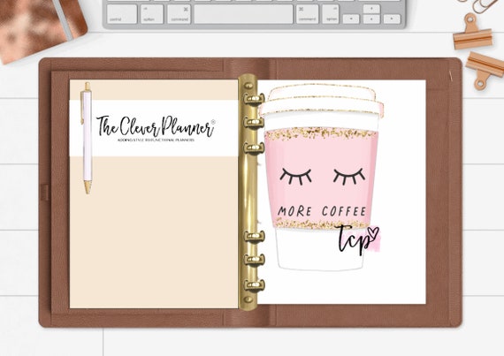 Pink Coffee Planner Page Keeper Bookmark for Your Pm Mm Gm - Etsy