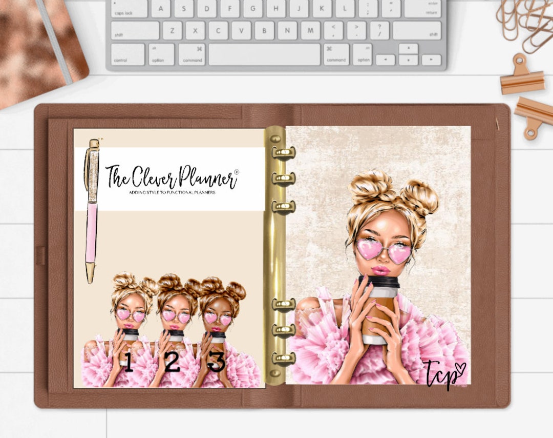 Pink Coffee Girl Planner Dashboard for Your Pm Mm Gm Agendas - Etsy