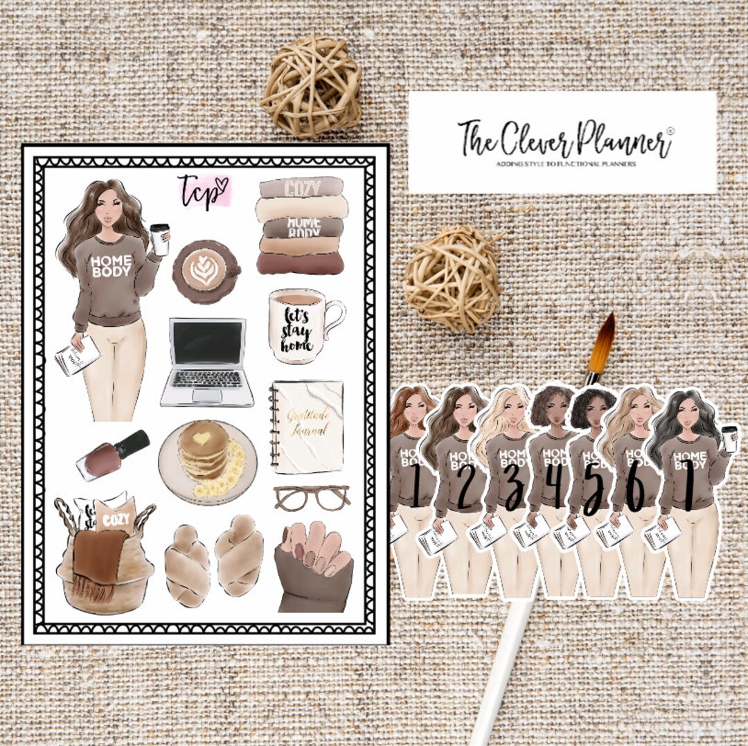 Deco Sticker Sheet | Fall Homebody Babe Planner Stickers - Large Deco ...