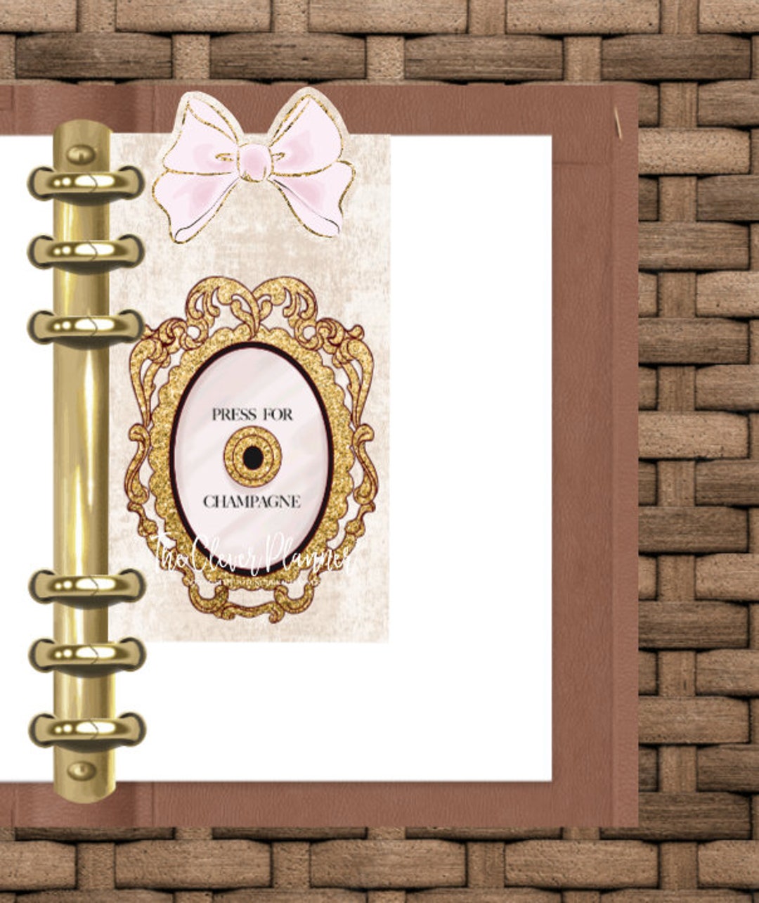 Pink Bow Champagne Planner Page Keeper Bookmark for Your Gm Mm Pm ...