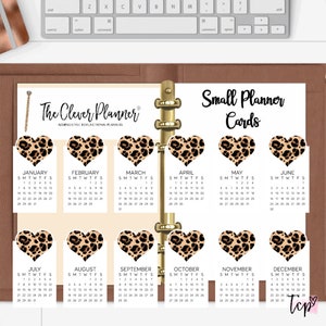 Leopard Print Heart Planner Monthly Calendar Cards 2025 for Your ...