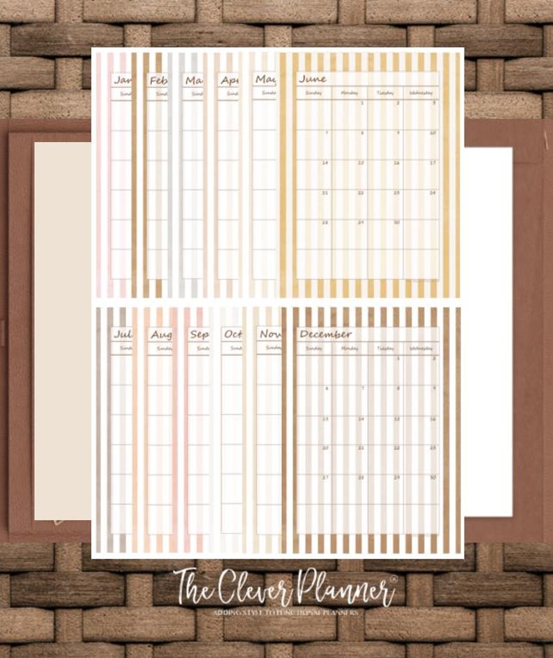 Monthly Calendar Printed Separated Month by Month Made for Planner ...