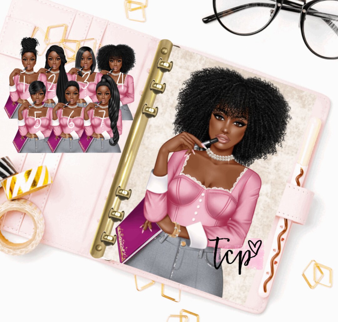 African American Fashion Girl Dashboard for Your Pm Mm Gm Agendas ...