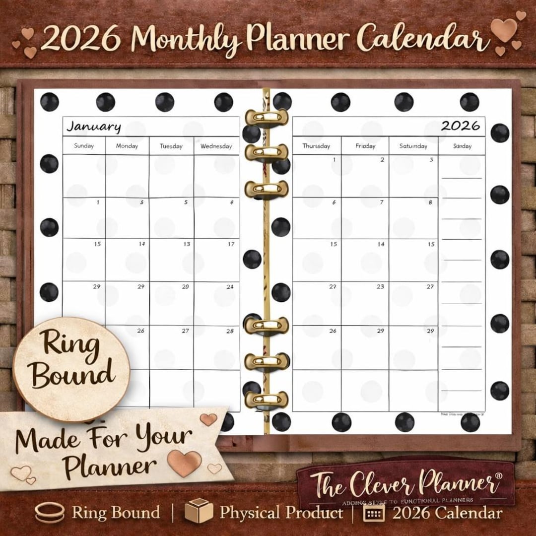 Monthly Calendar Printed Separated Month by Month Made for Planner ...
