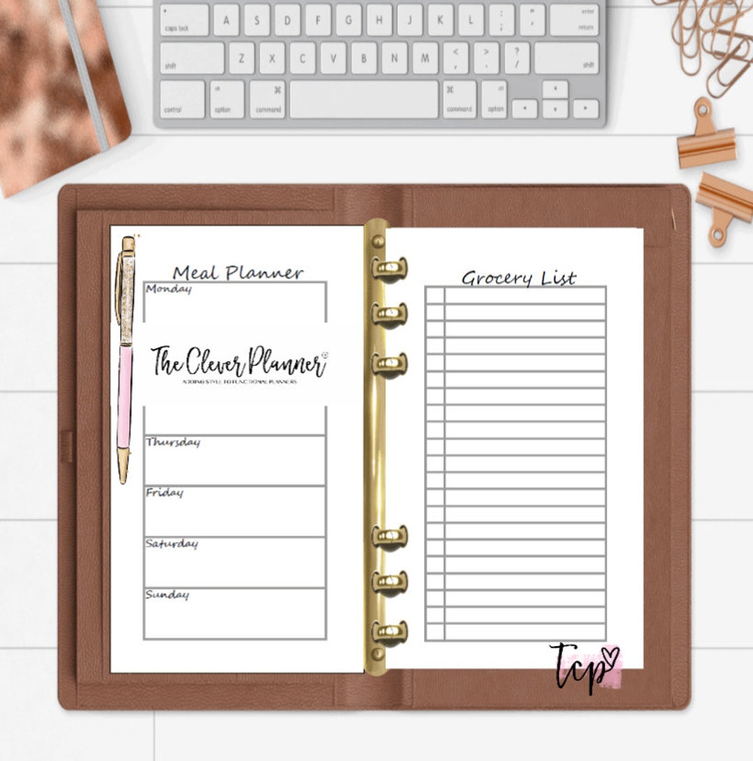 PRINTED Minimalist Meal Planner Insert Refills for Your Pm Mm Agenda ...