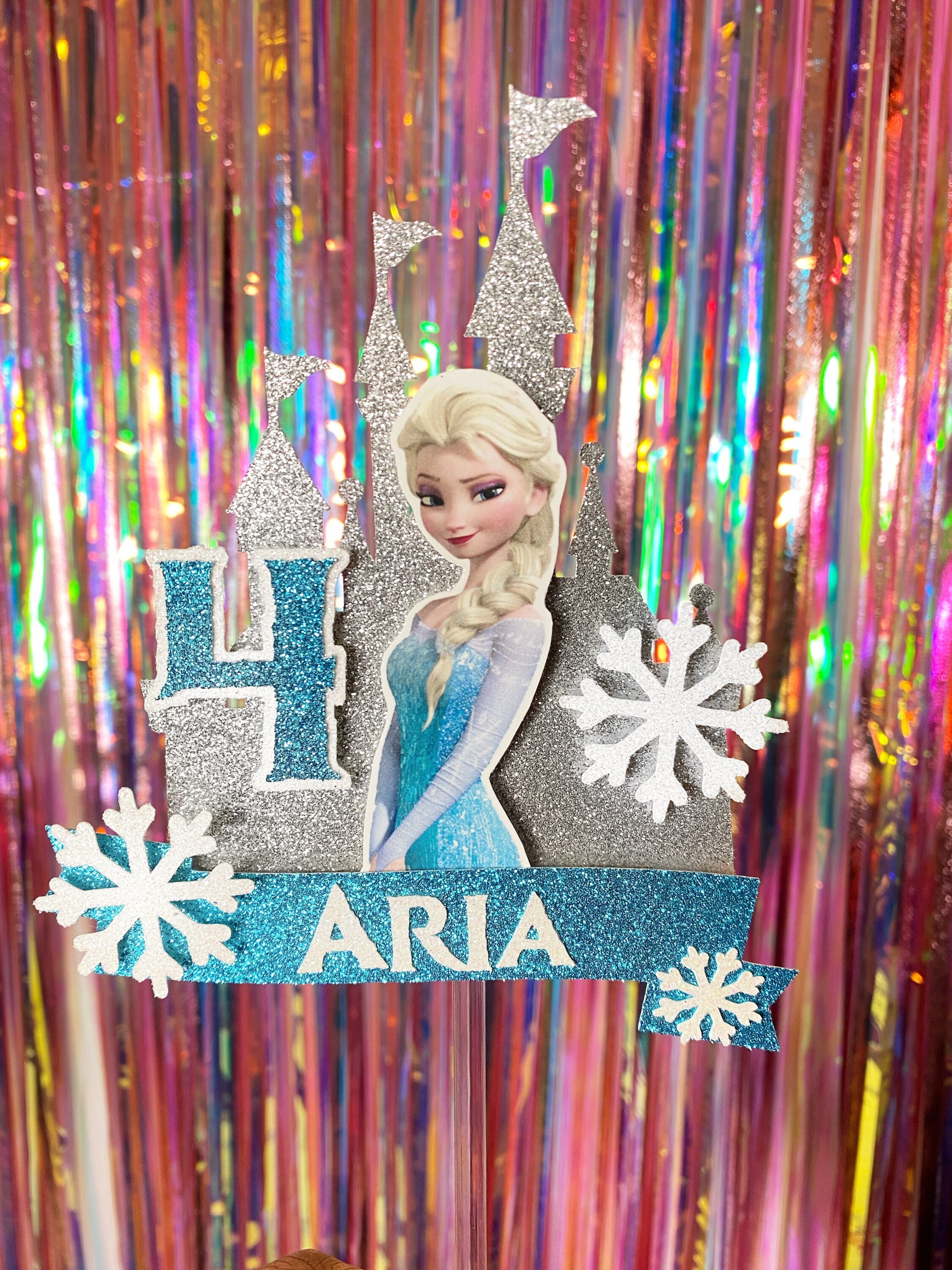 Frozen Elsa Cake Topper Glitter Card Stock Personalized With - Etsy