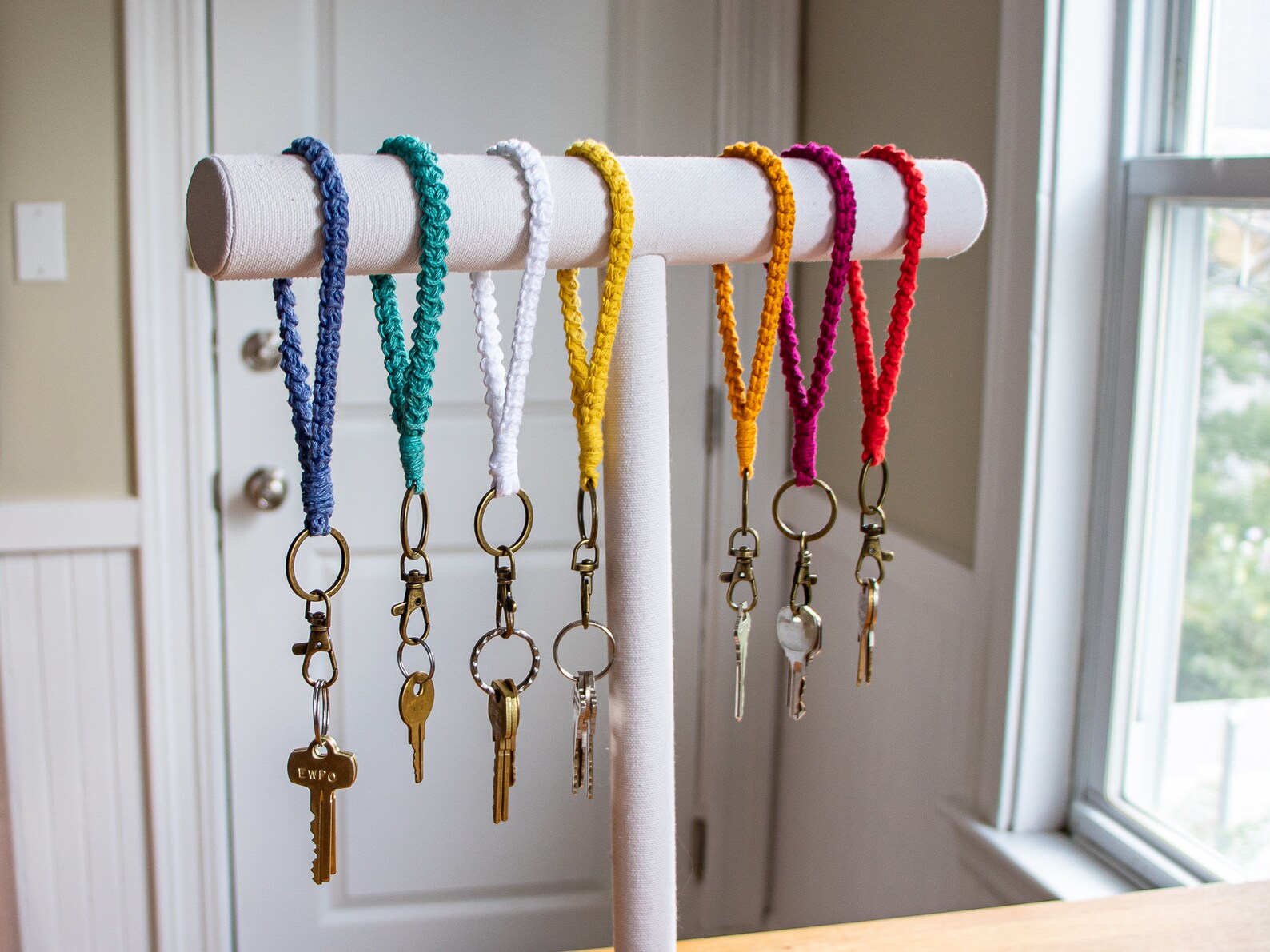 Crocheted Wristlet Key Strap, Wrist Lanyard for Keys, Keychain Wristlet ...