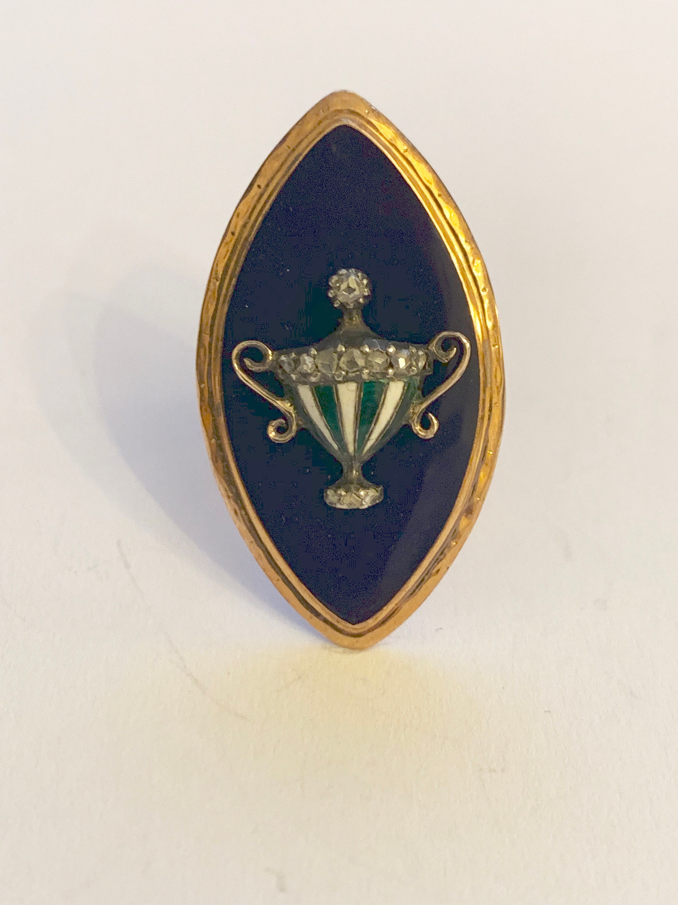 A Stunning Georgian Royal Blue Enamel & Rose Cut Diamond Urn Ring Circa ...