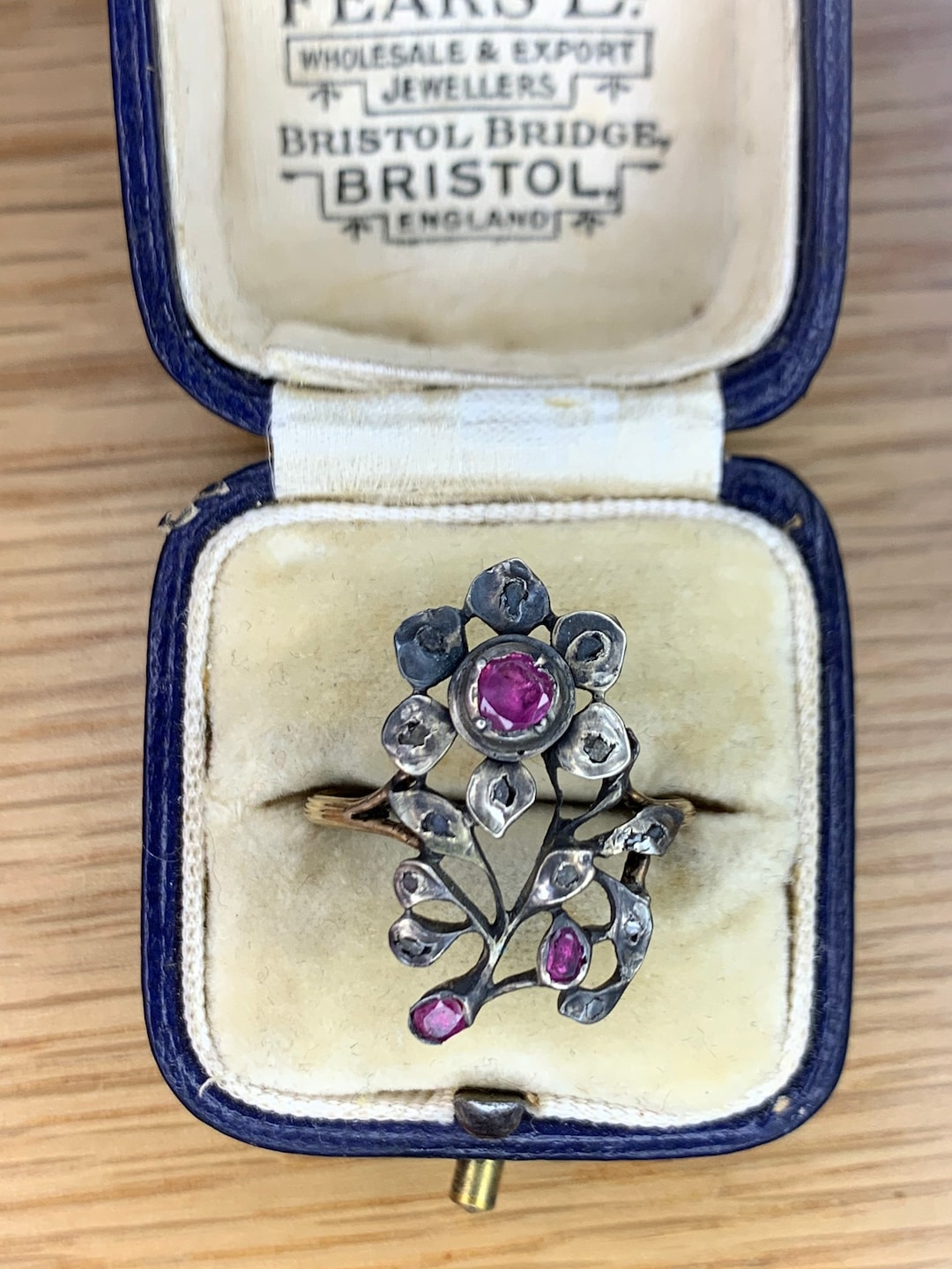A Stunning Georgian Ruby & Rose Cut Diamond Grandinetti Flower Ring ...