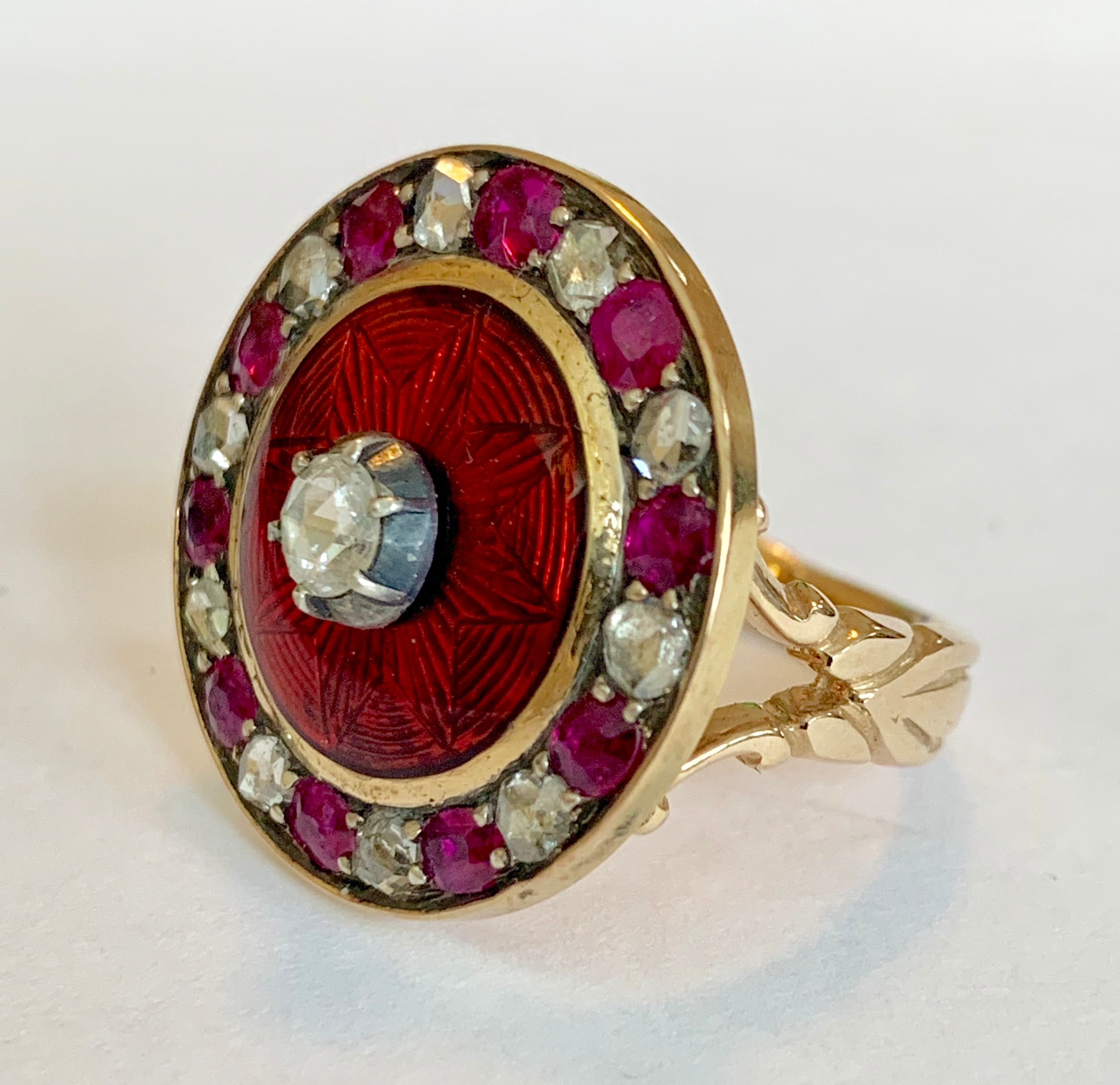 An Impressive Enamel, Ruby & Rose Cut Diamond Ring Circa 1800’s - Etsy