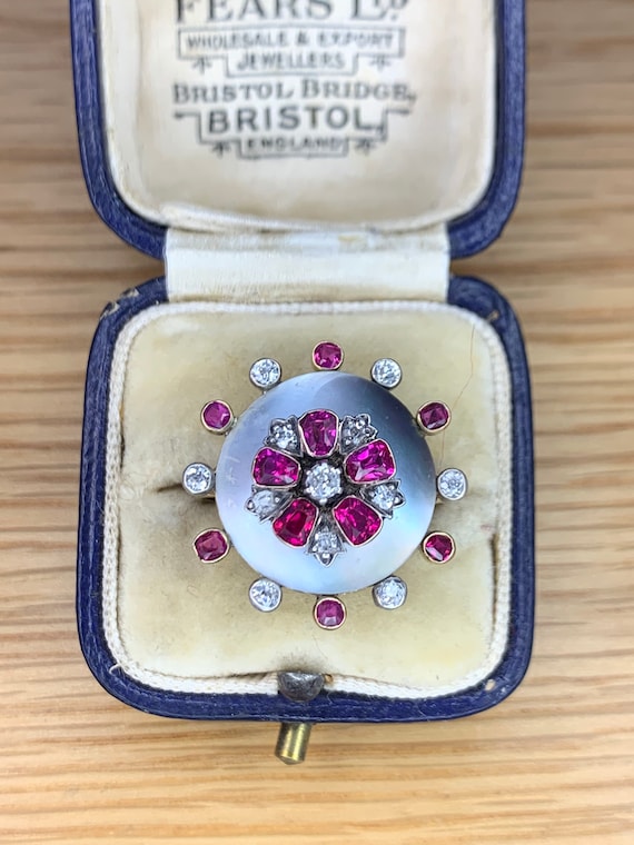 A Very Unusual Diamond Ruby Pearl Novelty Shell Clam Ring Circa 1800s Etsy