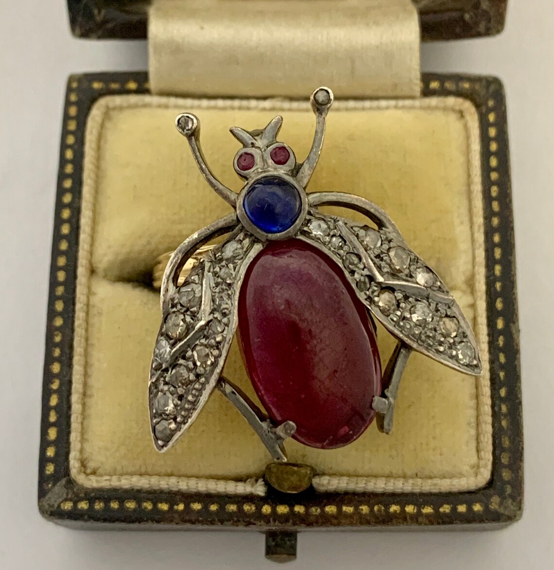 A Fabulous 10ct Ruby Sapphire & Rose Cut Diamond Bug Ring - Etsy