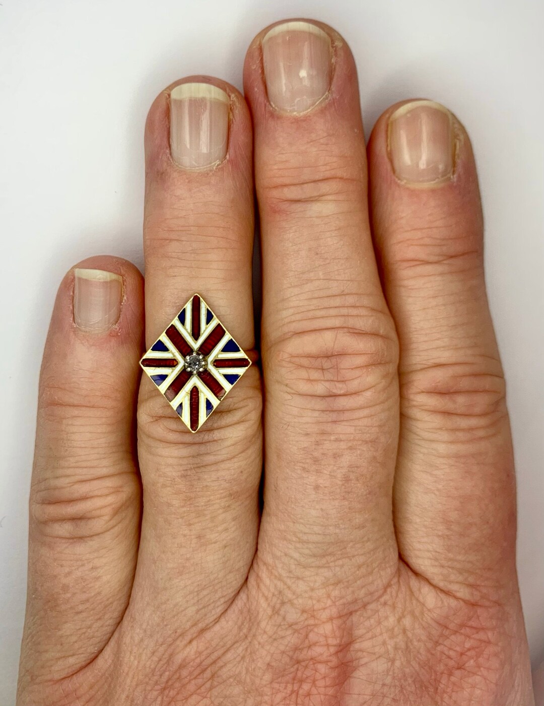 A Magnificent Enamel Union Jack & Diamond Ring Circa 1800’s - Etsy
