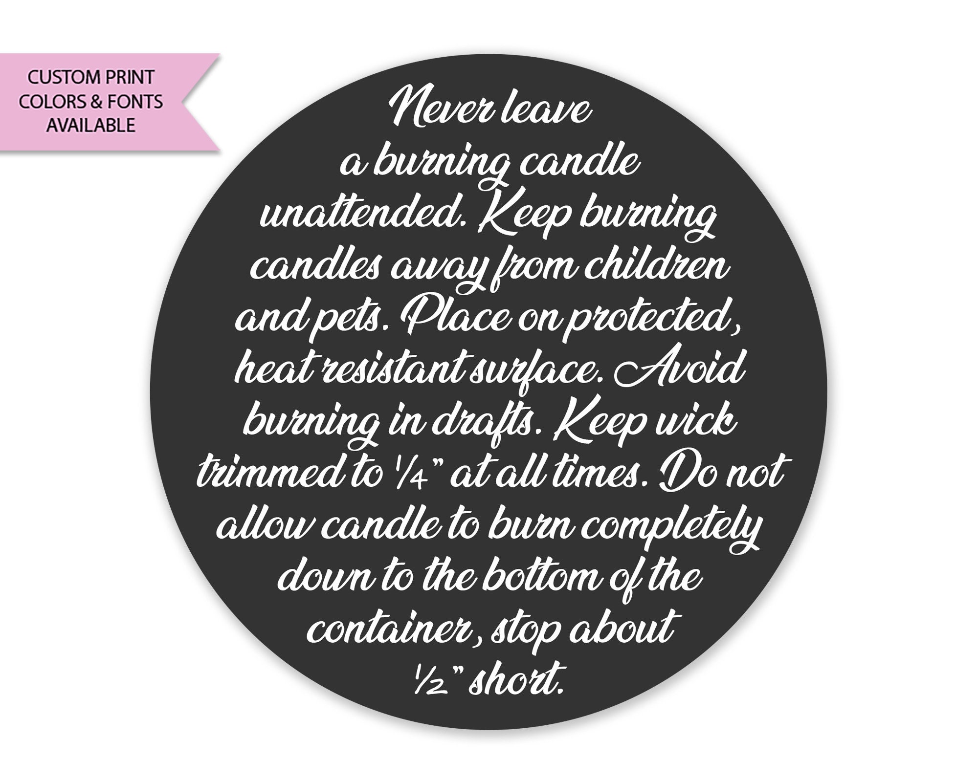 Generic CANDLE WARNING LABELS Candle Warning Stickers | Etsy