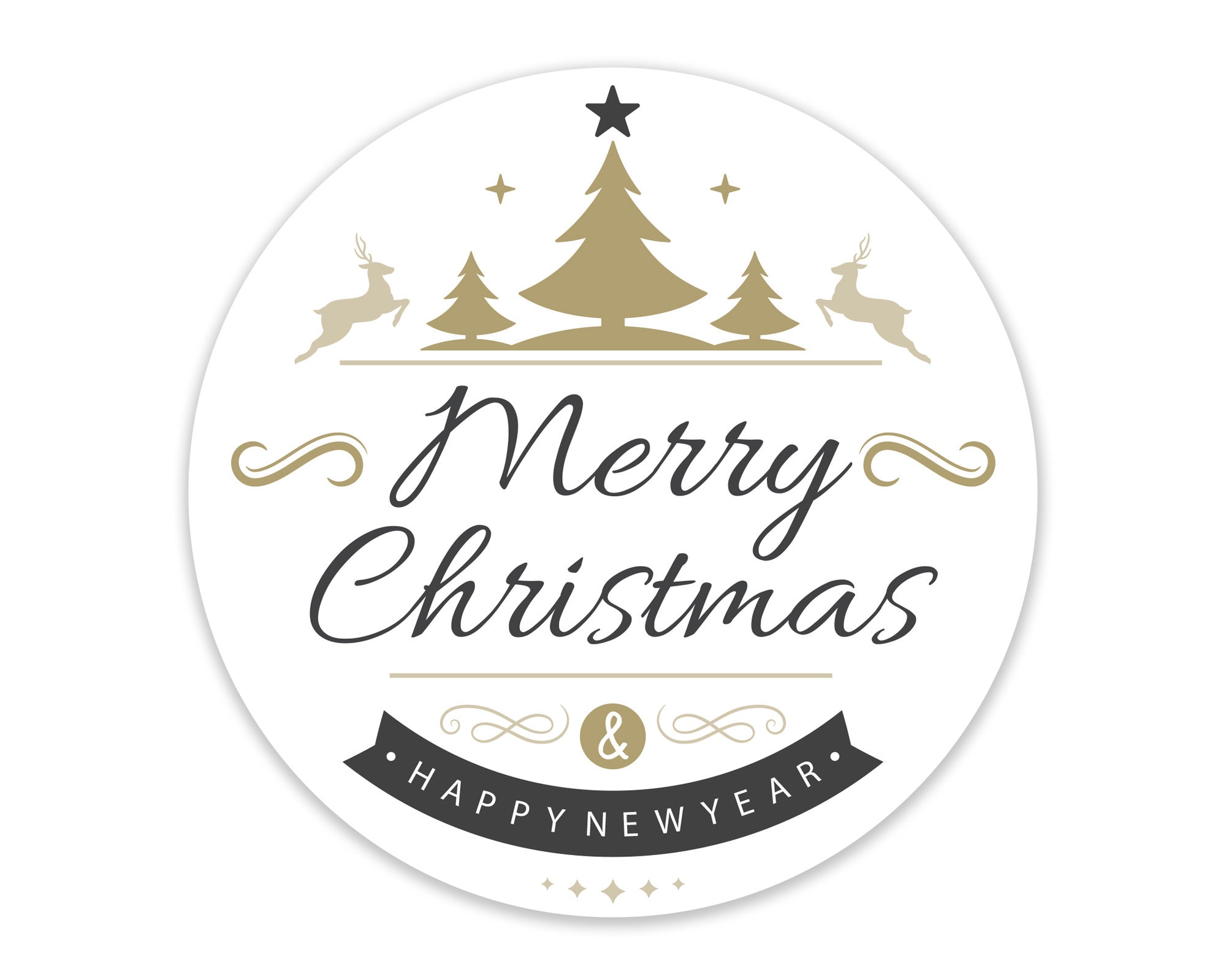 Merry Christmas & Happy New Year Stickers, Christmas Gift Labels ...