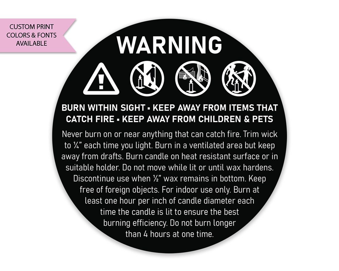 Generic CANDLE WARNING LABELS Candle Warning Stickers - Etsy