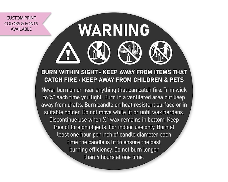 Generic CANDLE WARNING LABELS, Candle Warning Stickers, Burning ...