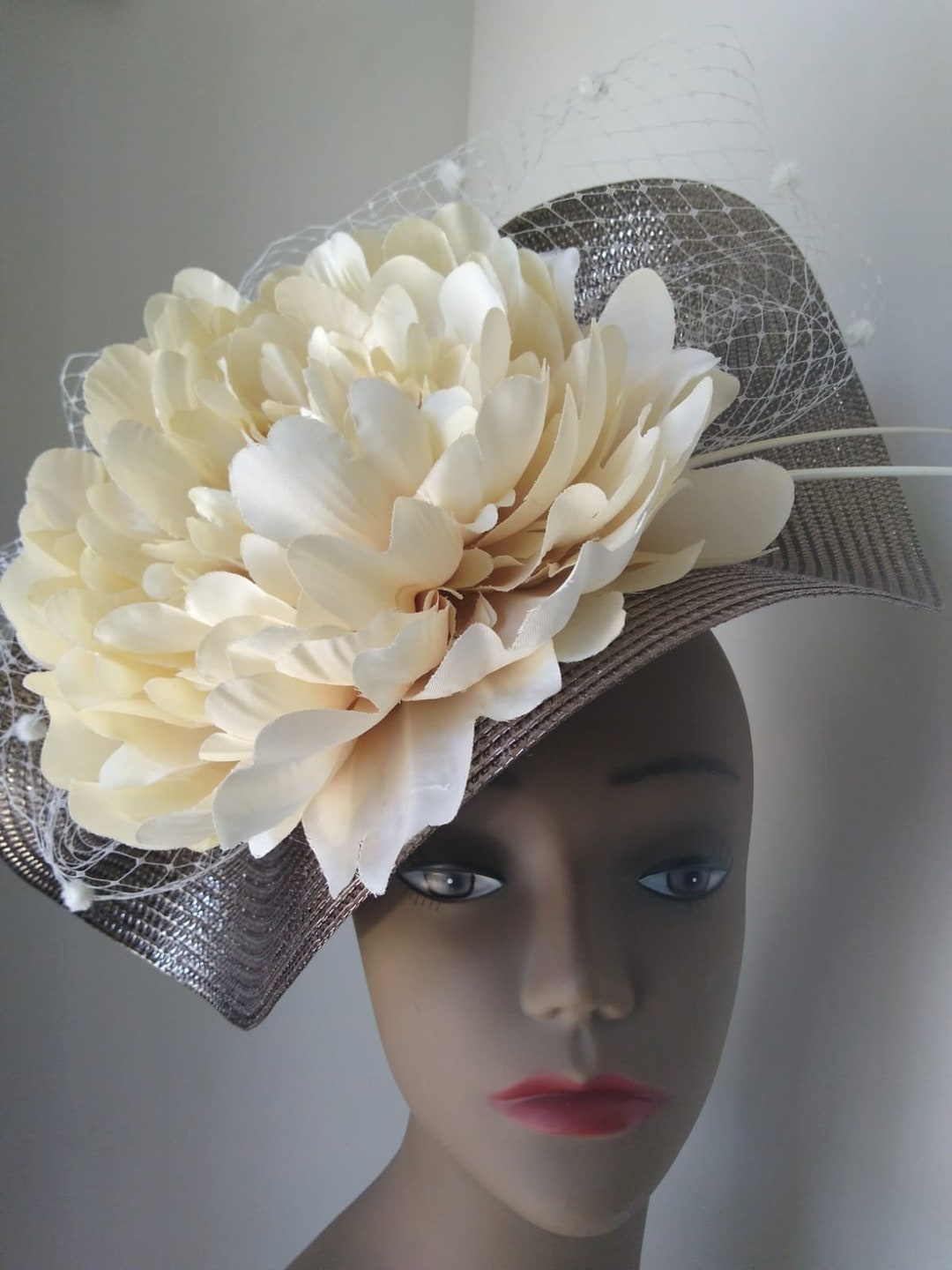 Bronze Fascinator Hat, Beige Flower, Wedding Headpiece - Etsy
