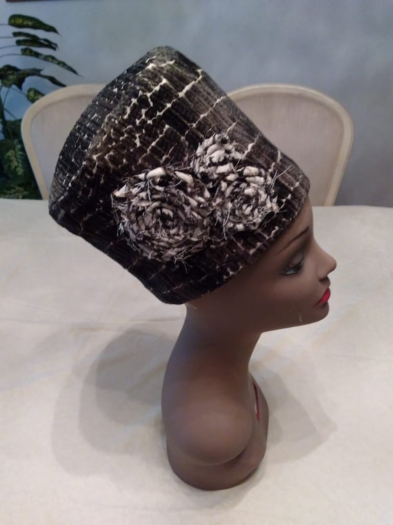 Tube Style Hat Cylinder Shape Black and Beige Soft Hat | Etsy