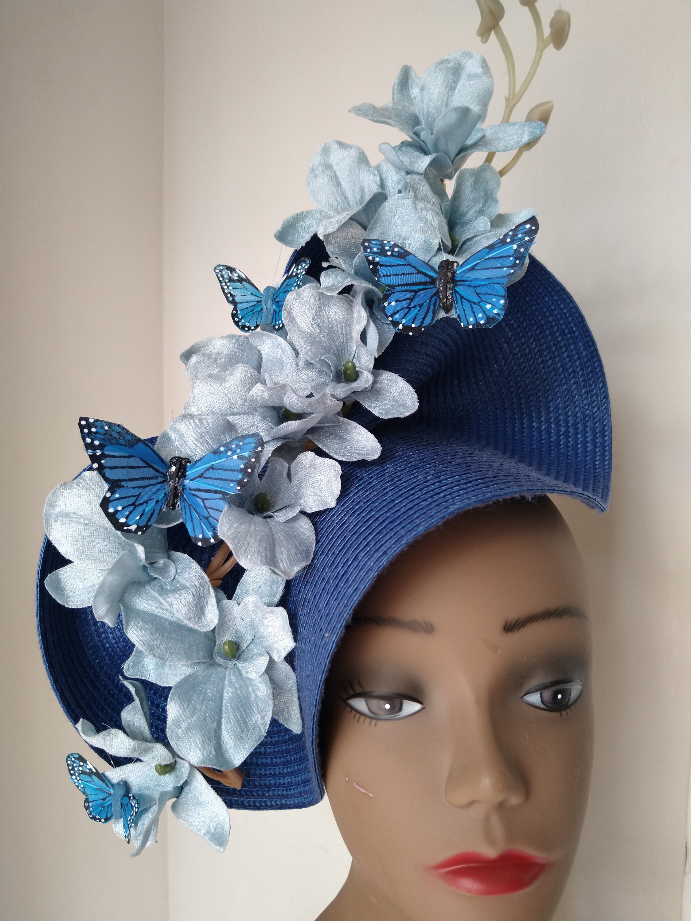 Dark Blue Fascinator, Gladiolus Flower, Ascot, Derby, Kentucky Derby ...