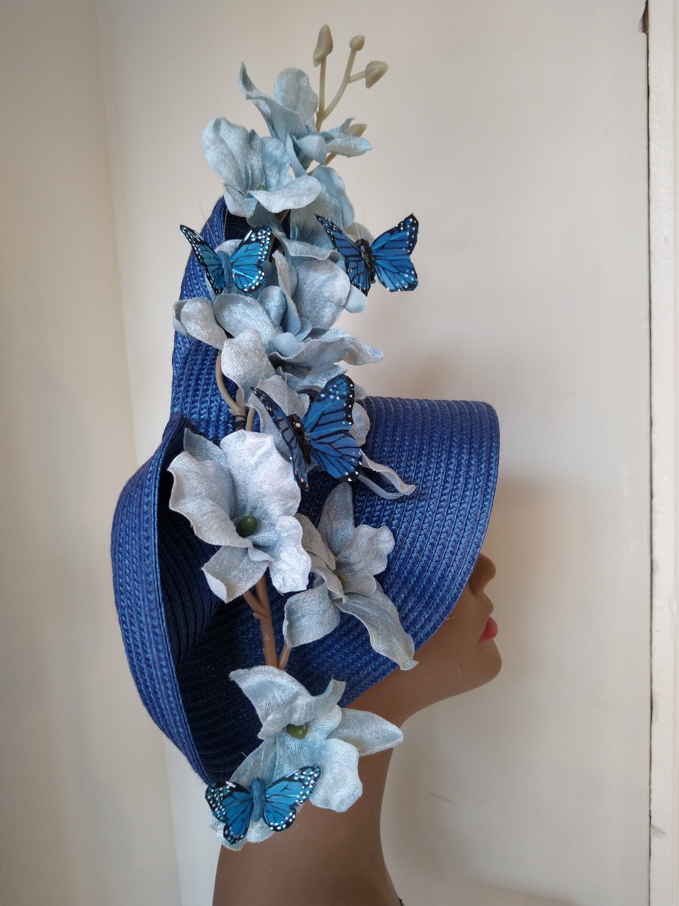 Dark Blue Fascinator, Gladiolus Flower, Ascot, Derby, Kentucky Derby ...