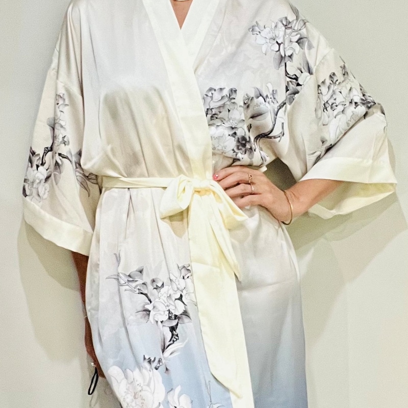 Floral Satin Robe - Etsy