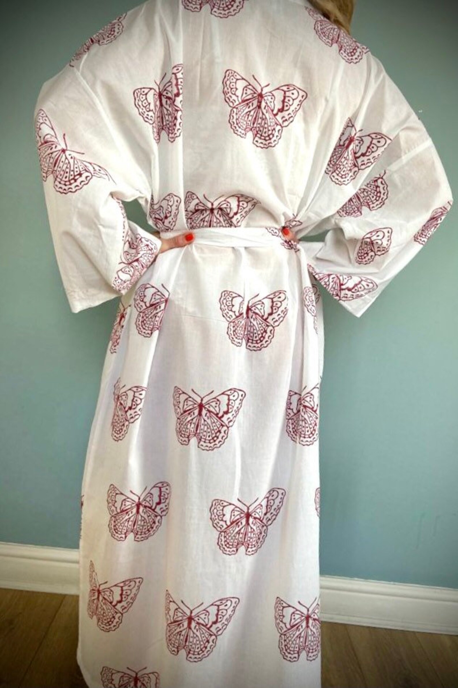 Womens Robe Kimono Butterfly Print Womens Dressing Gown | Etsy