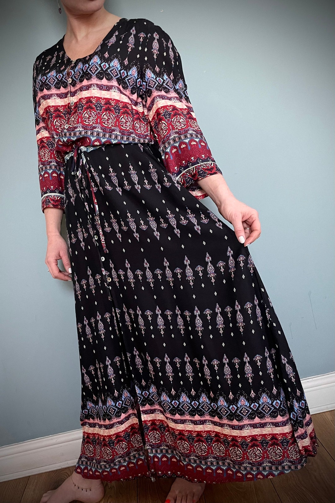Boho Indiana Dress Womens Maxi Dress Patterned Dress Gift - Etsy UK