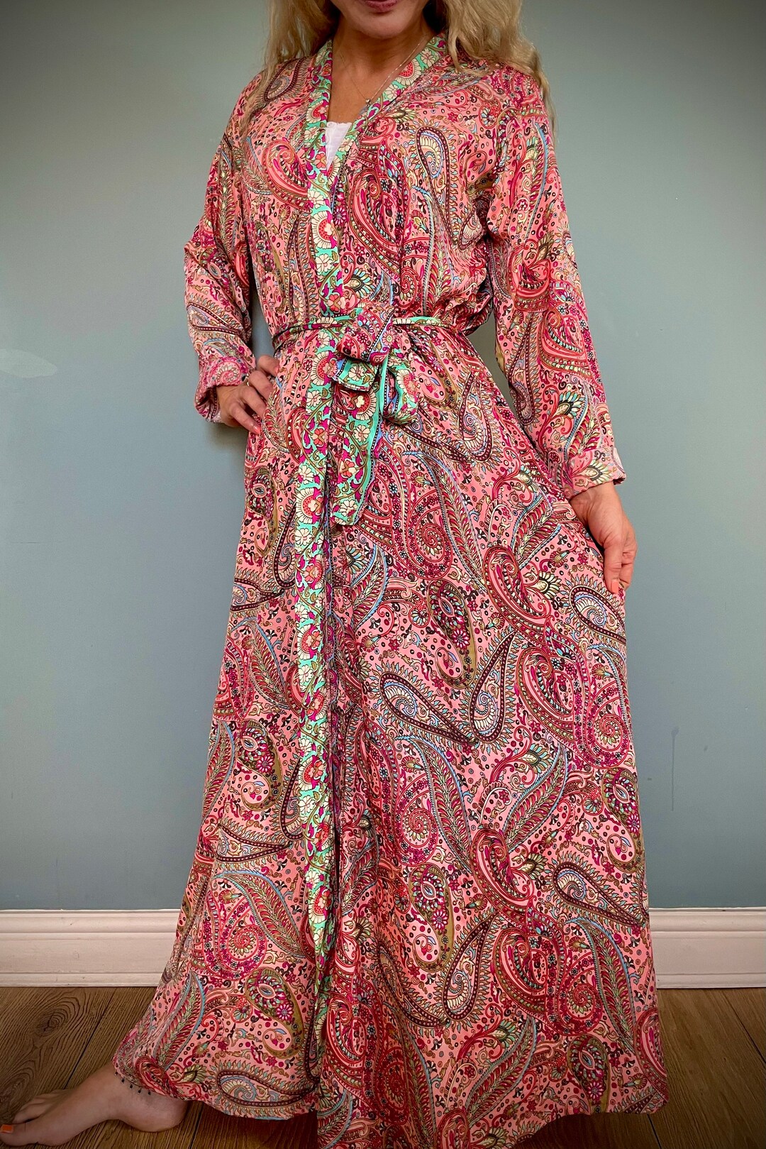 Kimono Robe, Silk Dressing Gown , Silk Robe, Bridesmaid Robe, Silk ...