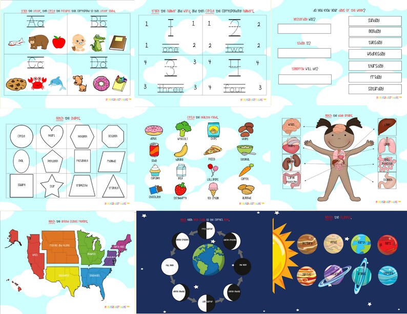 DIY PRE-K LEARNING Printables, Binder, Busy Book, Quiet Book, Workbook ...