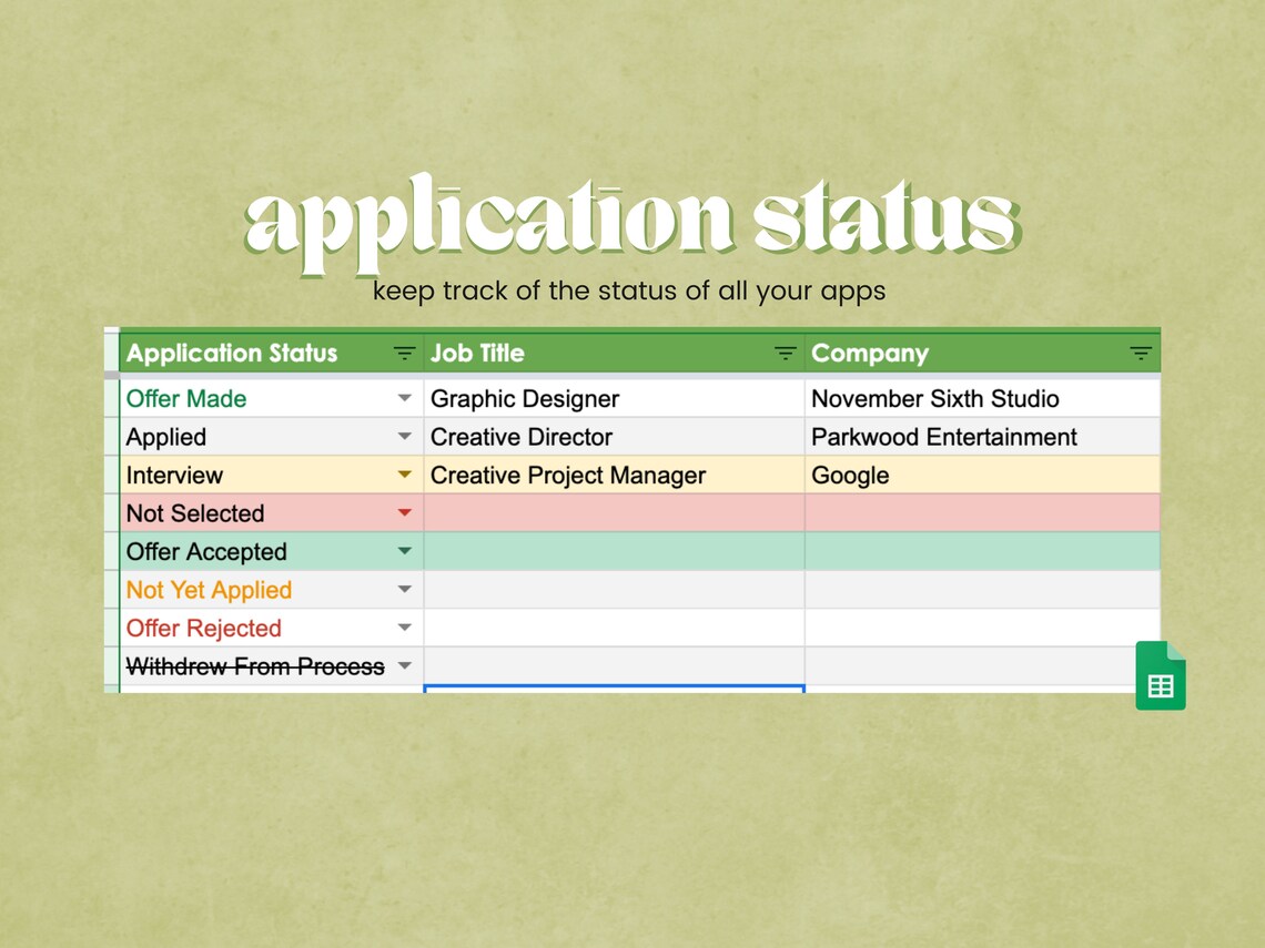 Job Application Tracker (google Sheets), Job Search, Job Search ...