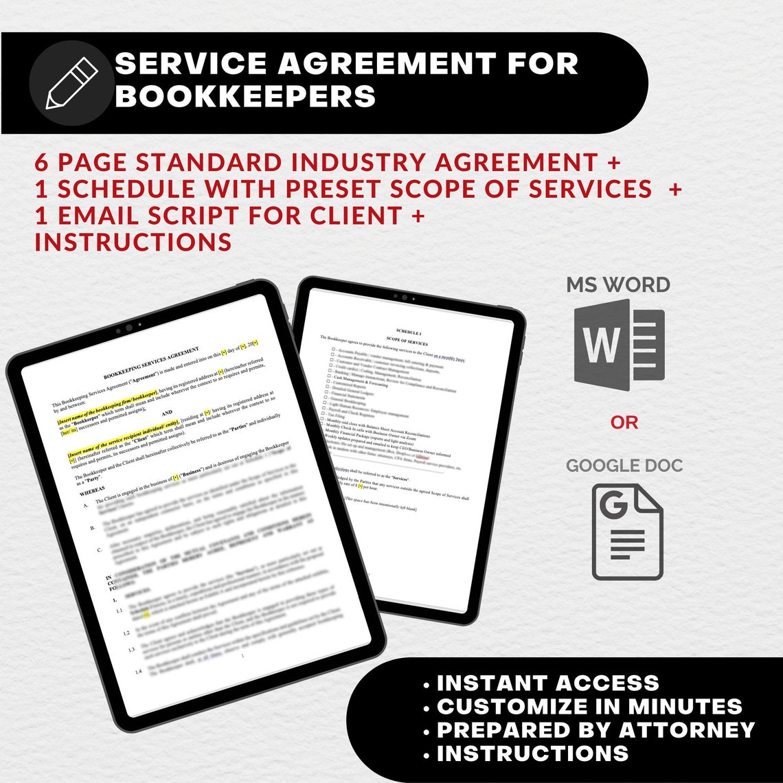 Bookkeeping Service Agreement, Contract for Bookkeeper, Scope of ...
