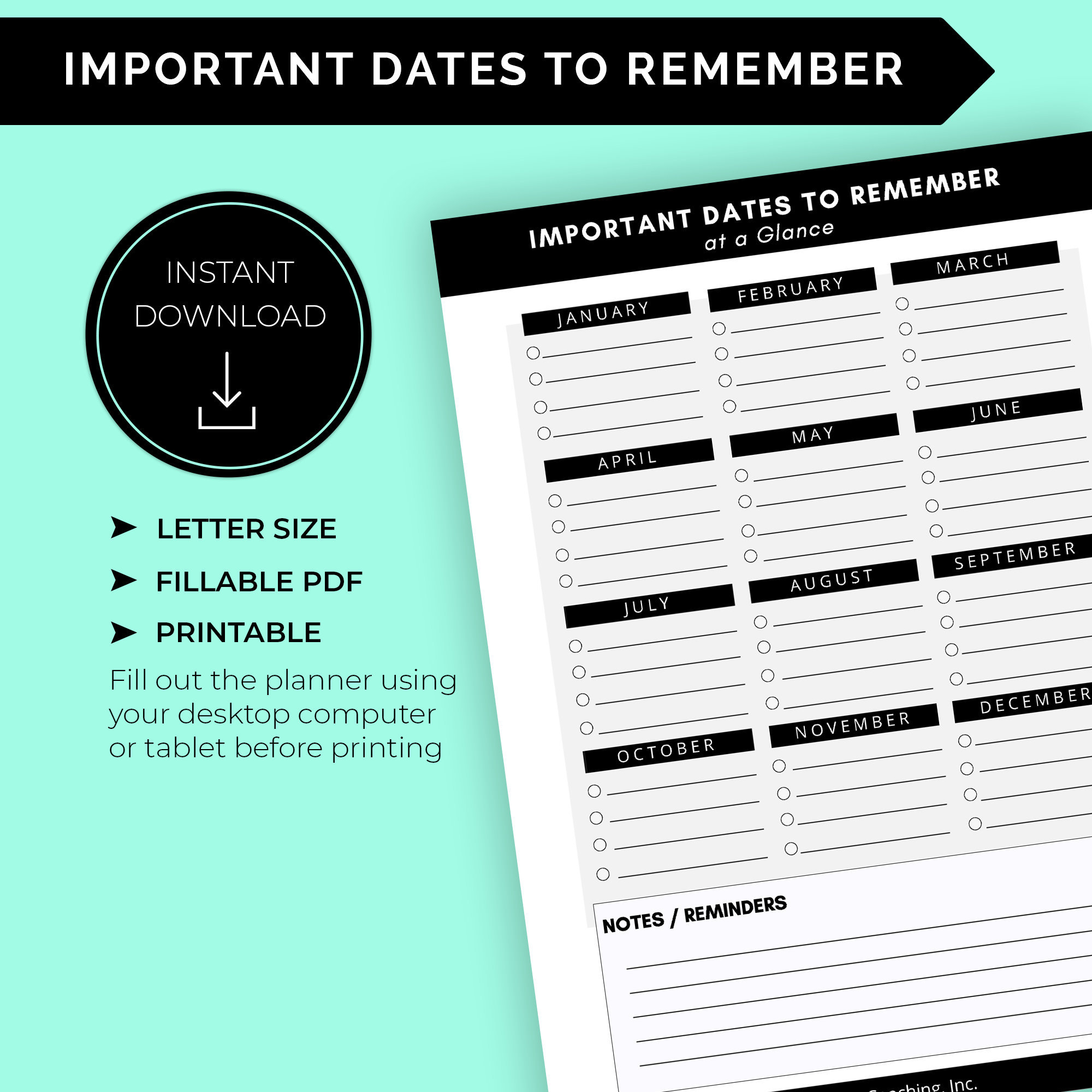 Important Dates To Remember Printable