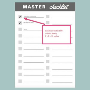 Master Checklist List to Do List Fillable Editable PDF - Etsy