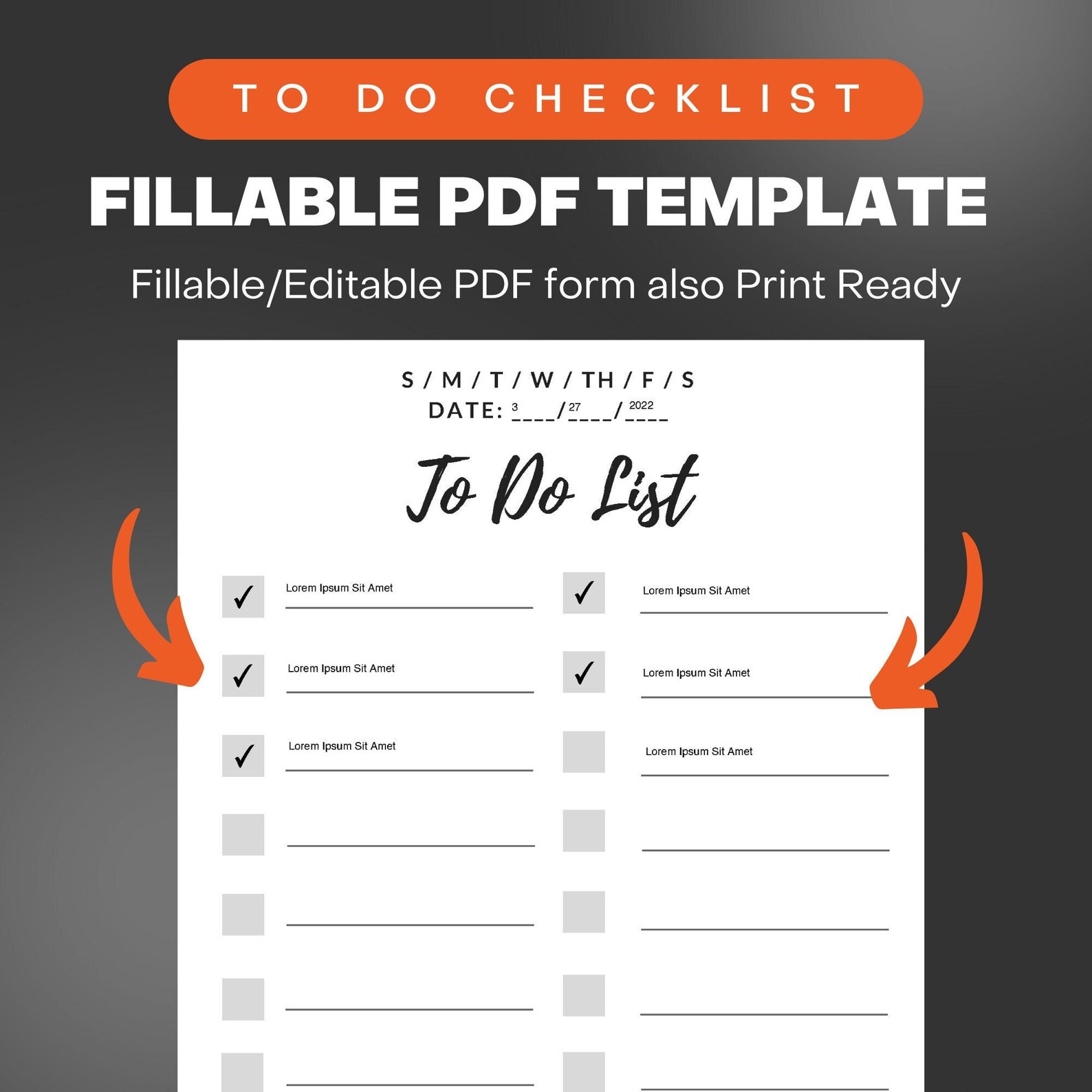 To Do Checklist List Daily to Do List Fillable Editable PDF Printable ...