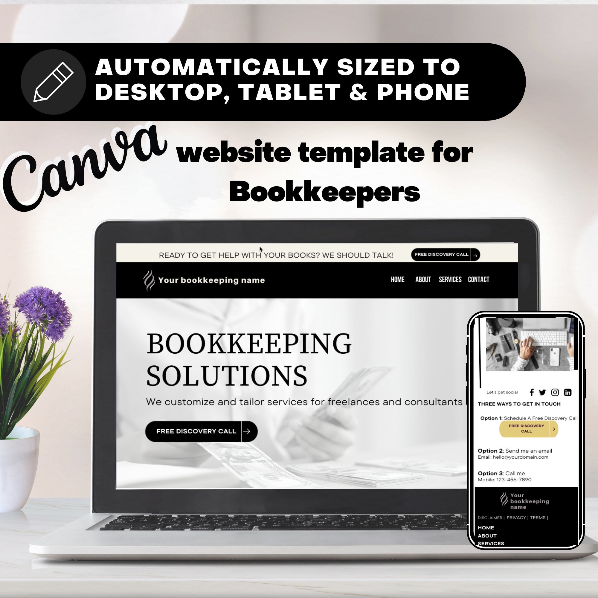 Bookkeeping Bookkeeper Website Template Canva Editable - Etsy
