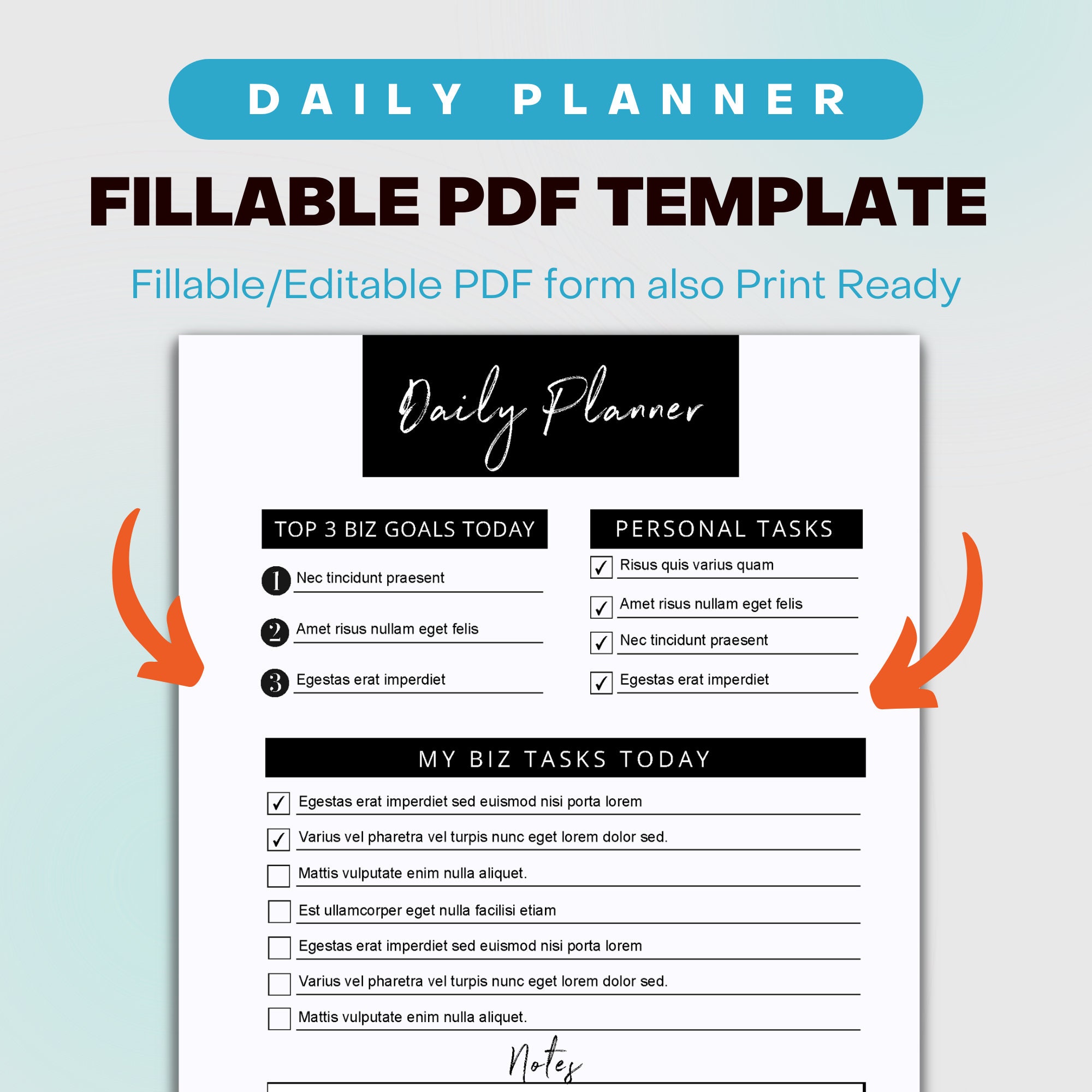 Paper Minimalist Daily Planner Printable Daily Task Planner Printable ...