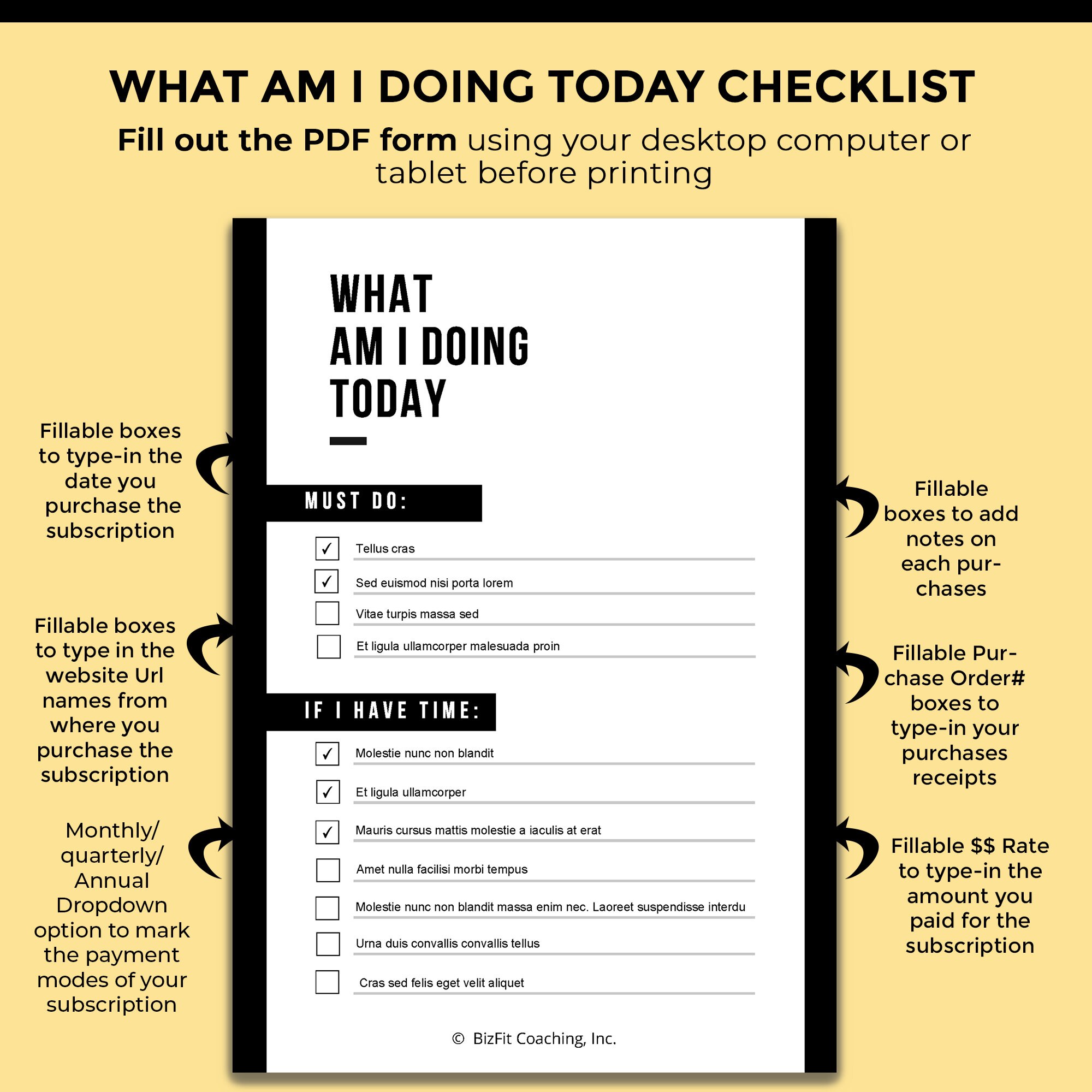 What Am I Doing Today Daily Checklist, Daily Planner Sheet, Fillable ...