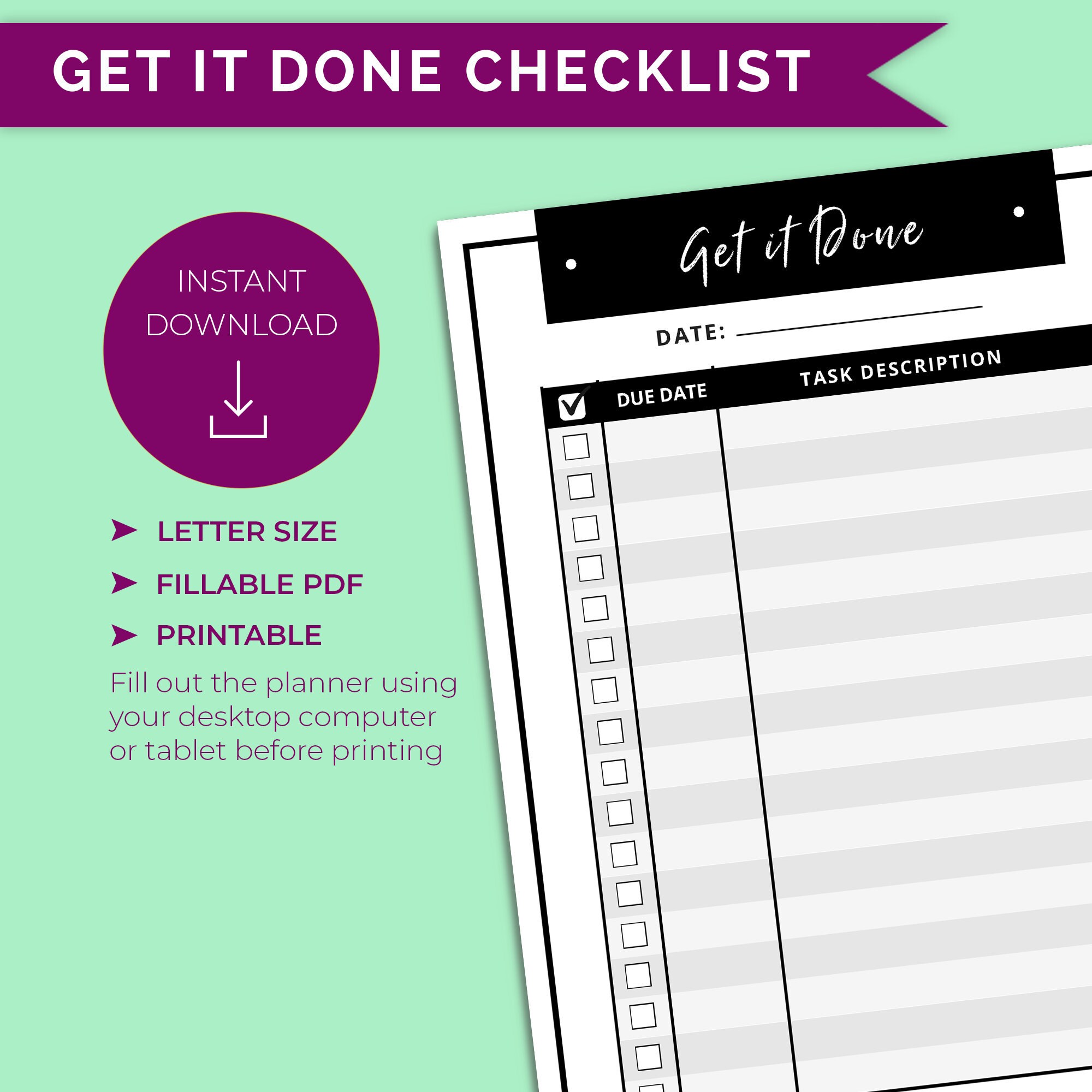 Get It Done Task Checklist Business Project Checklist - Etsy Hong Kong