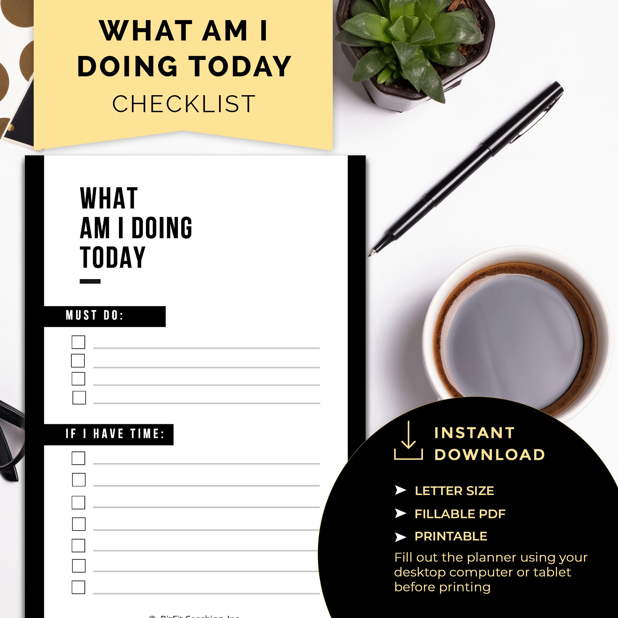 What Am I Doing Today Daily Checklist, Daily Planner Sheet, Fillable ...