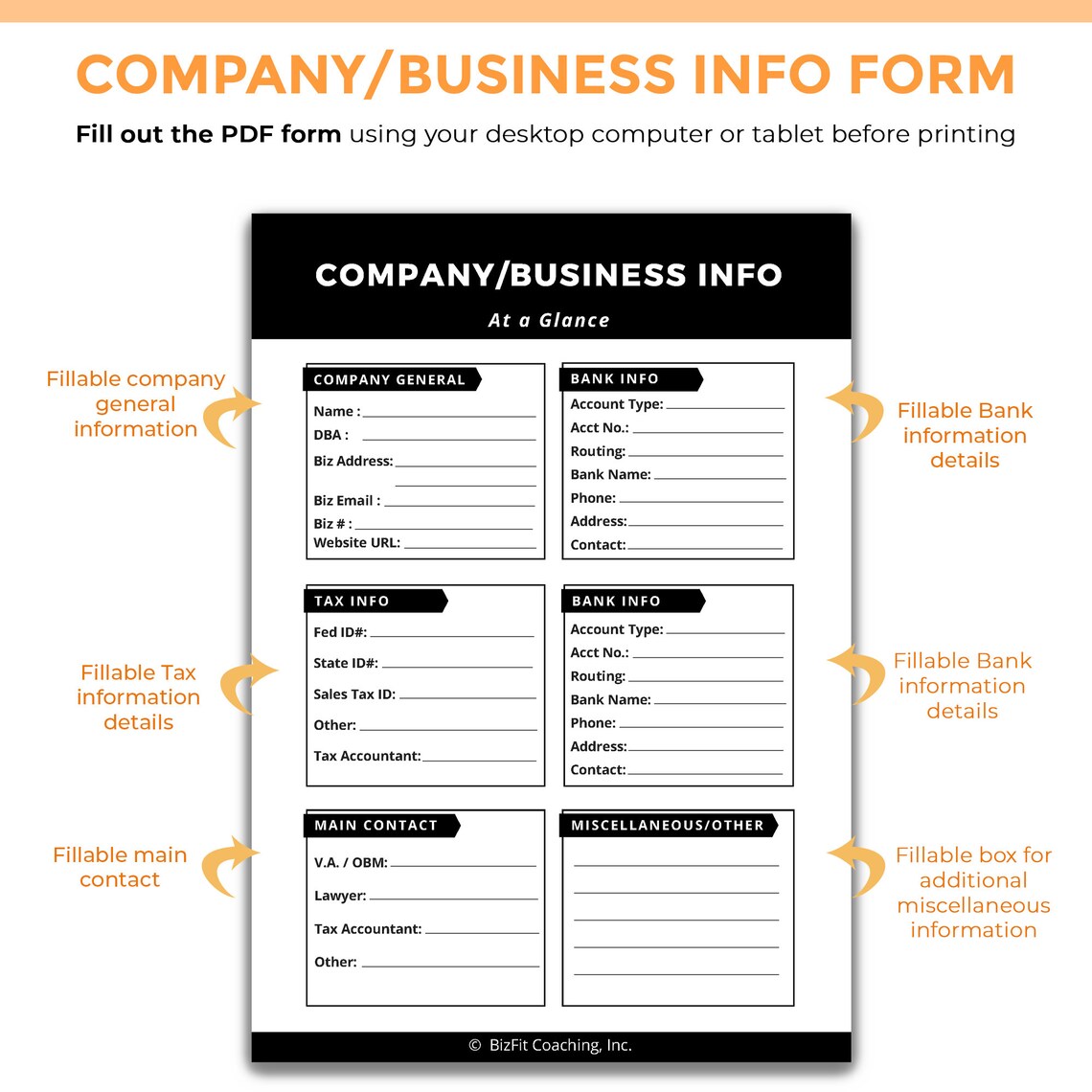 Company and Business Information Form, Black and White Minimalist ...