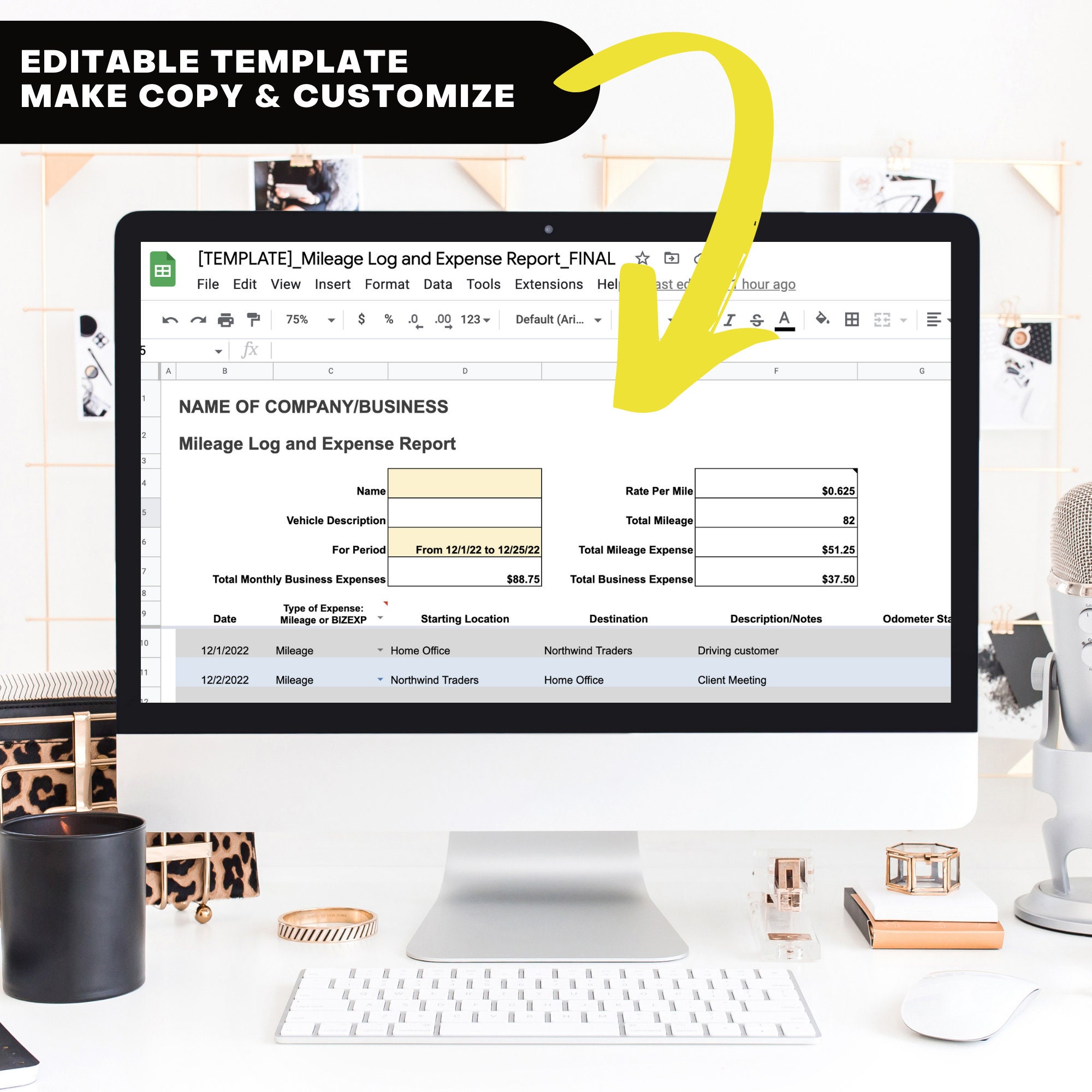 Mileage Log and Expense Report Tracker for Lyft, Uber, Doordash ...